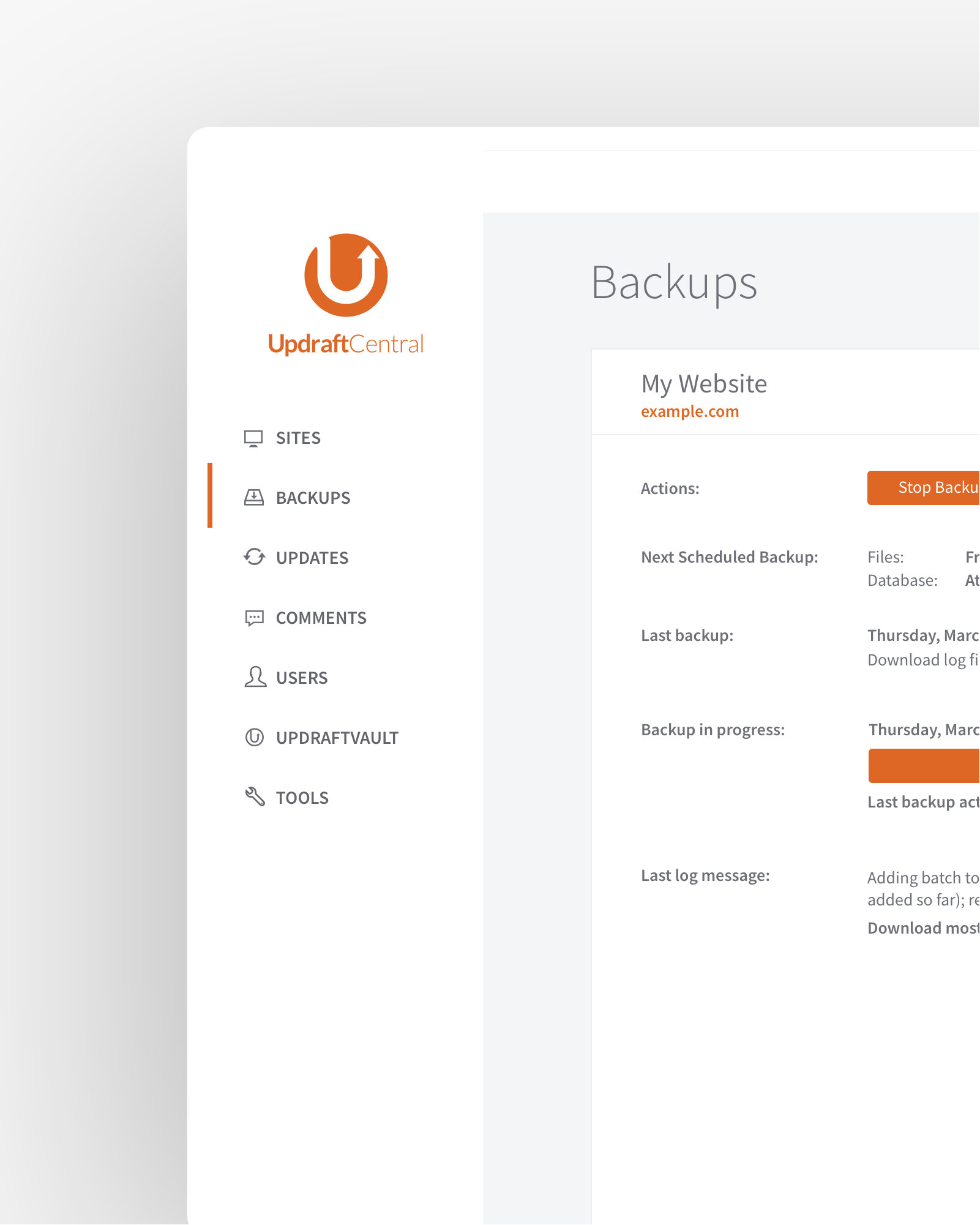 Dashboard UI Design - UX Design - UpdraftCentral - BETWEEN